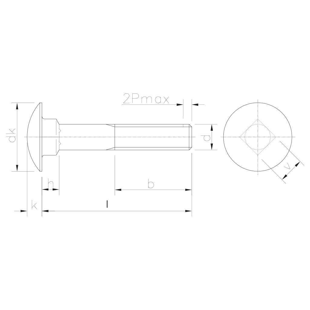 Vite testa tonda quadro sottotesta DIN 603 acciaio 4.8 – Berardi Group