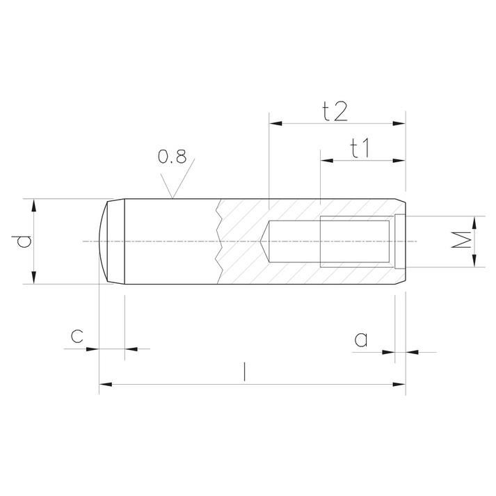 Spina cilindrica temprata con foro di estrazione tolleranza m6 DIN 797 – Berardi Group